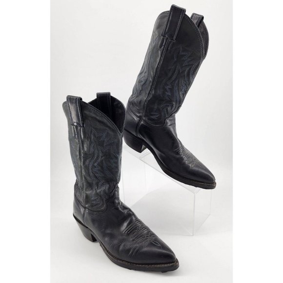 Justin Boots | Shoes | Justin Mens Buck Cowboy Boots Black Leather Pull ...